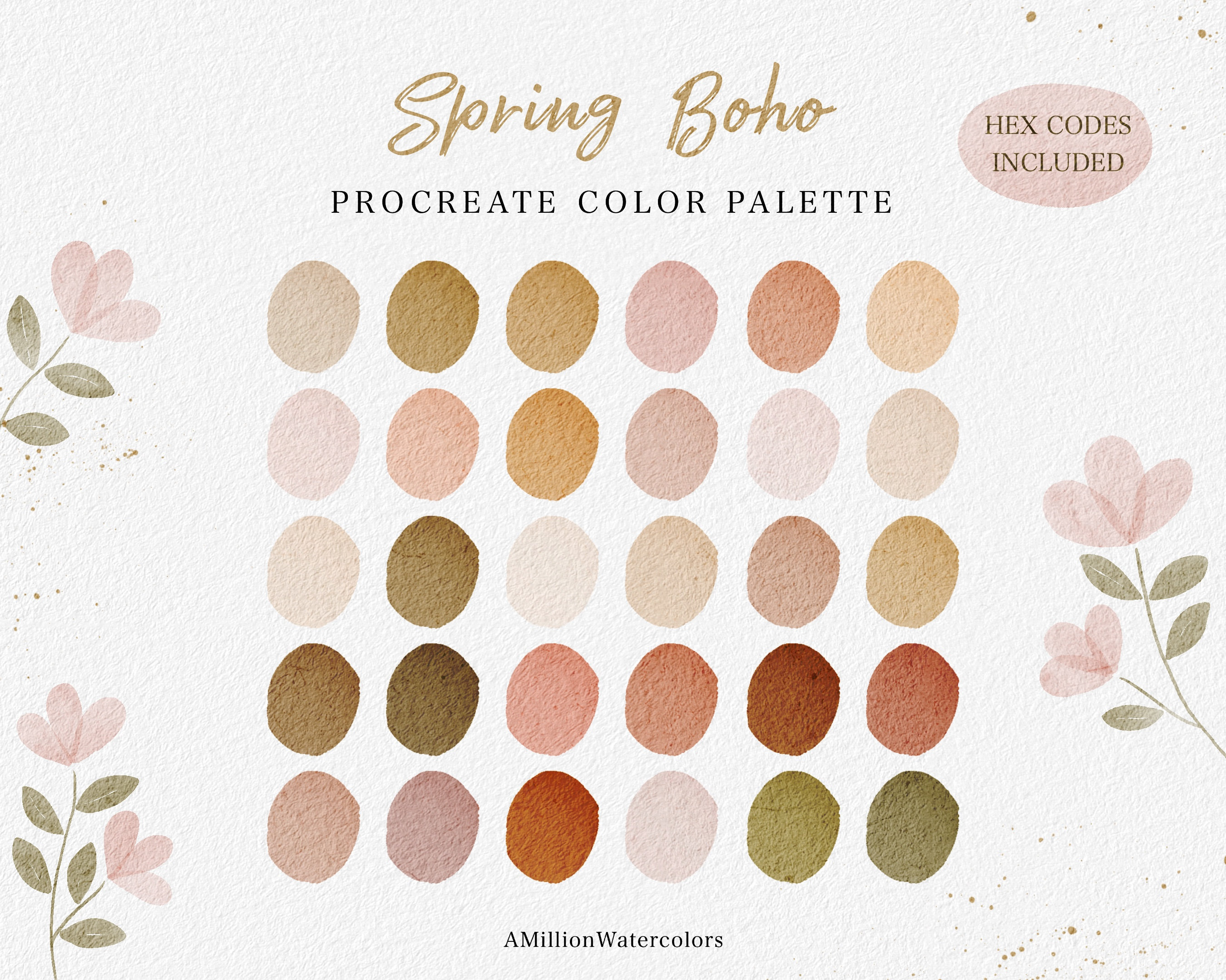 Procreate Color Palette Spring Boho Pink Green Yellow Color Scheme - Etsy