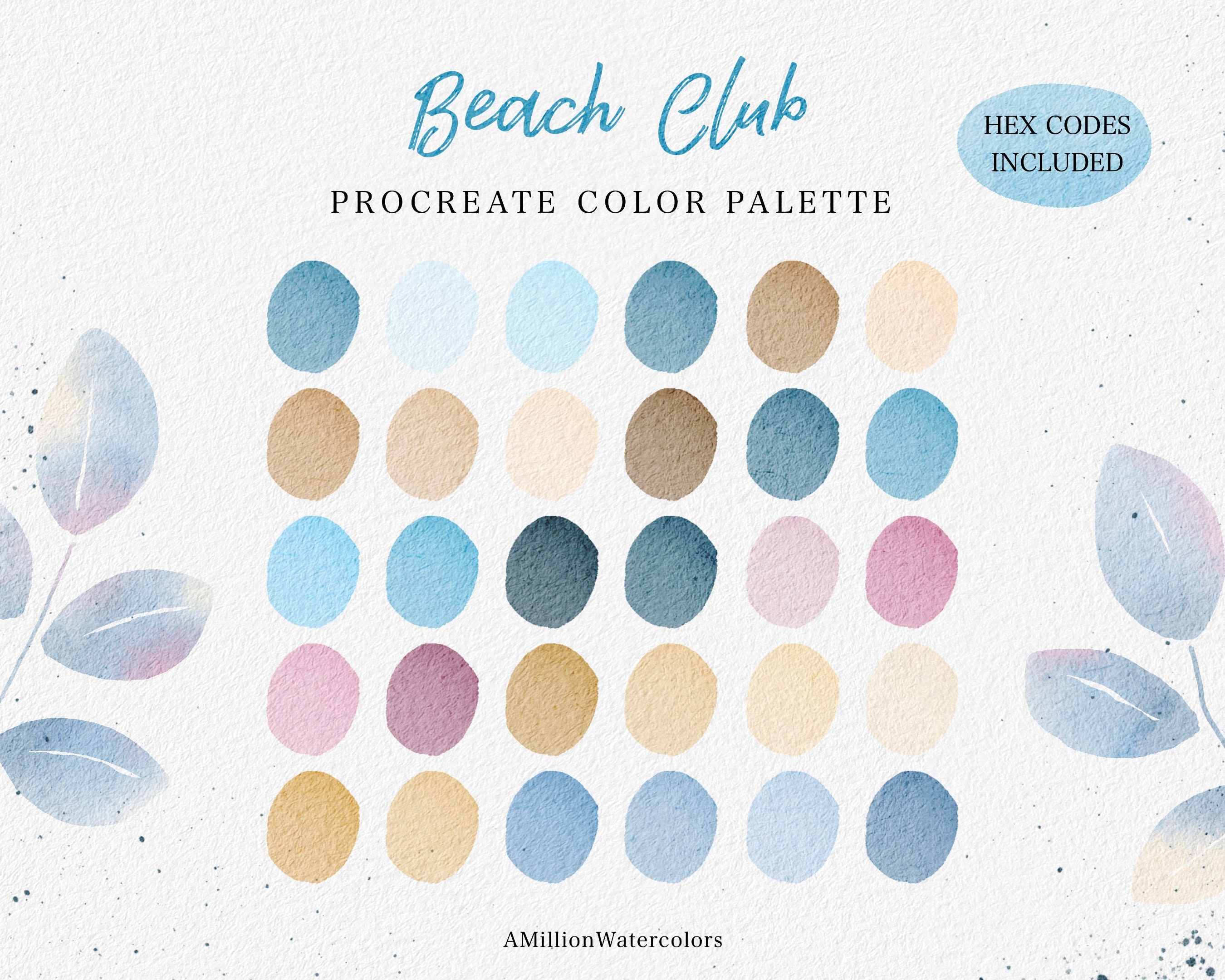 Blue Procreate Color Palette Beige Color Bundle Watercolor Procreate ...