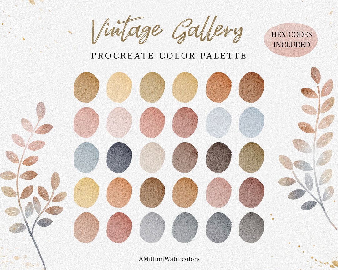 Vintage Procreate Color Palette Gallery Pink Yellow Boho Color Scheme ...