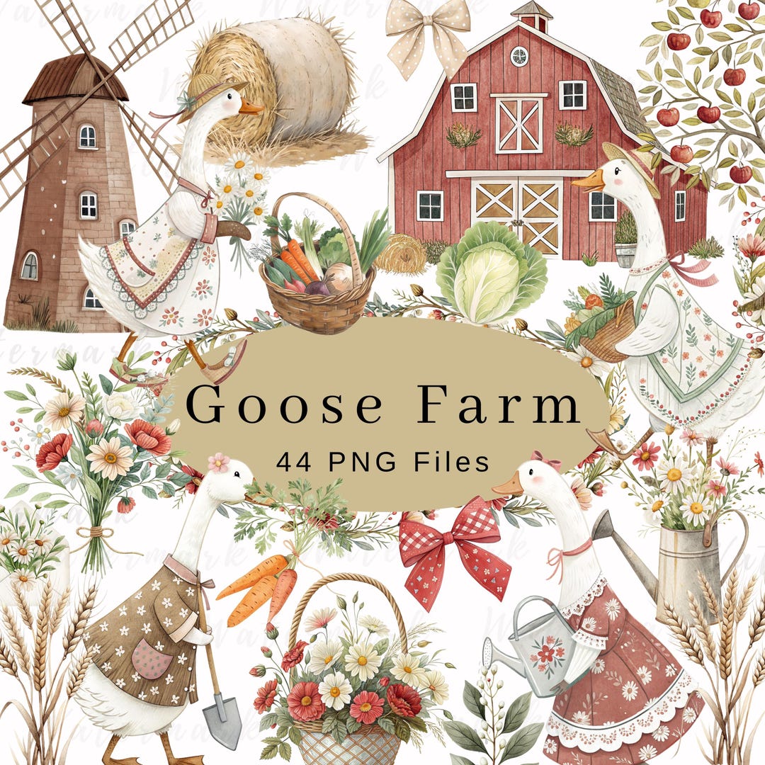 Silly Goose Clipart Spring Cute Cottagecore Farm Geese Graphics ...