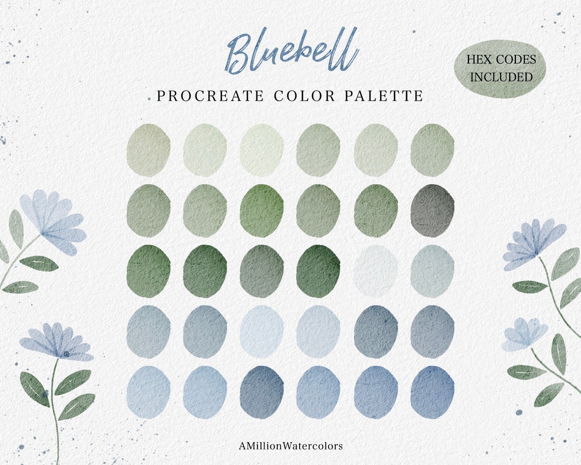 Blue Procreate Color Palette Watercolor Procreate Palette Download Blue ...