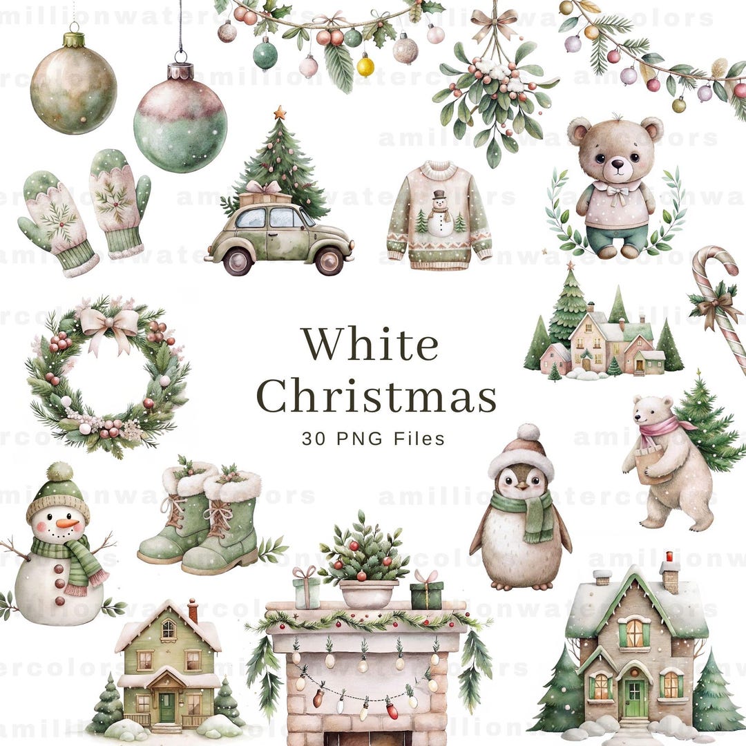 Christmas Clipart, White Christmas Clip Art, Winter Clipart, Christmas ...
