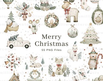 Merry Christmas, Winter Clipart, Christmas Watercolor Clip Art ...