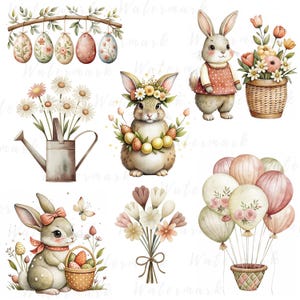 Easter Clipart Watercolor, Country Easter Clipart, Easter Basket ...