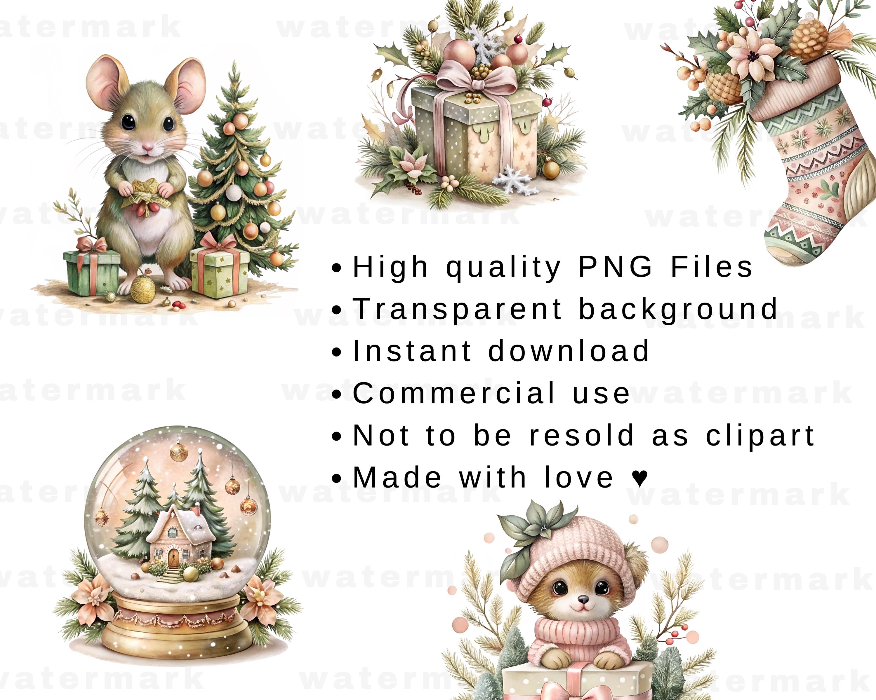 Winter Clipart, Christmas Watercolor Clip Art, Christmas Clipart ...