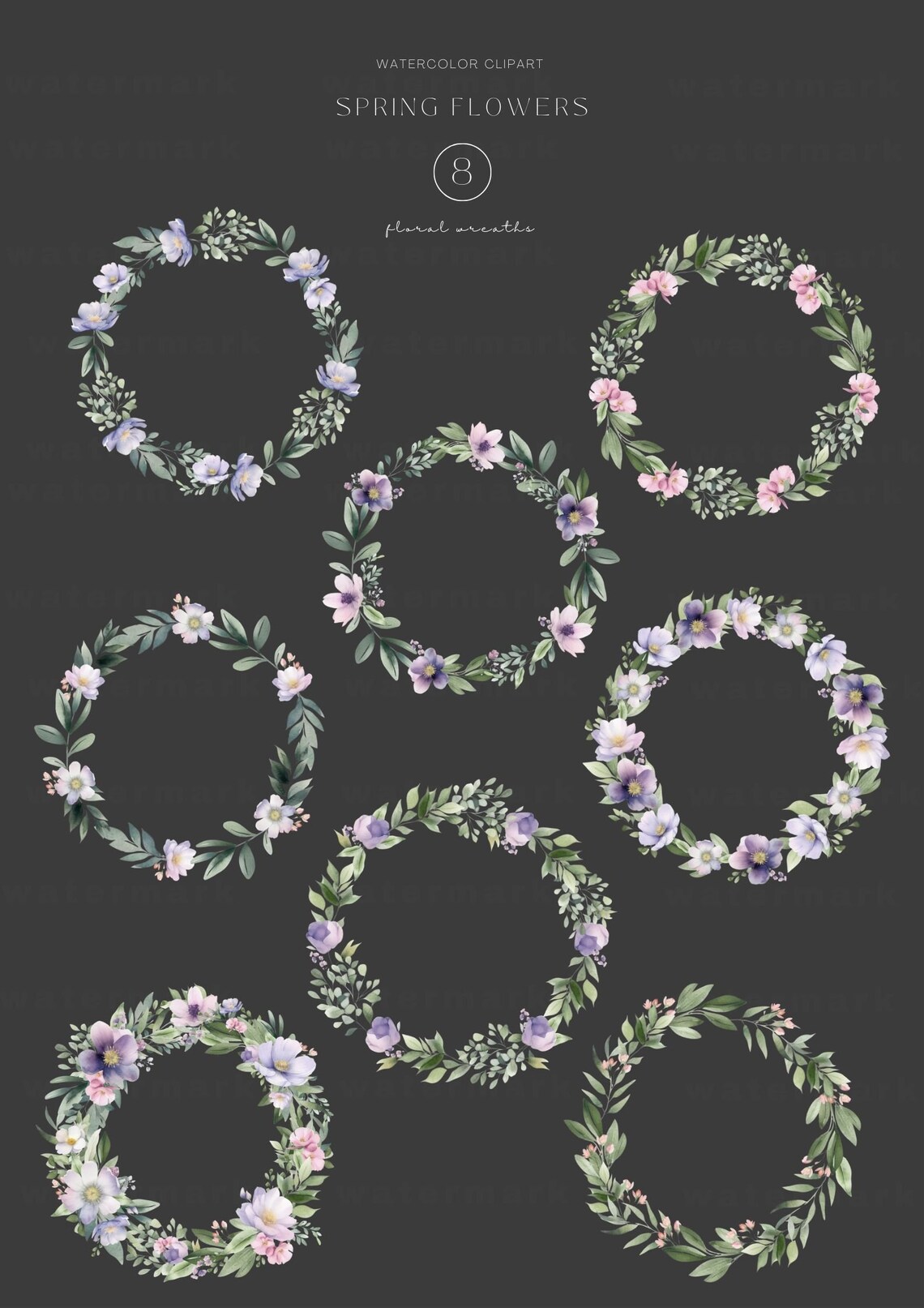 Floral Wreath Watercolor Clipart PNG Wild Floral Wreath Watercolor ...