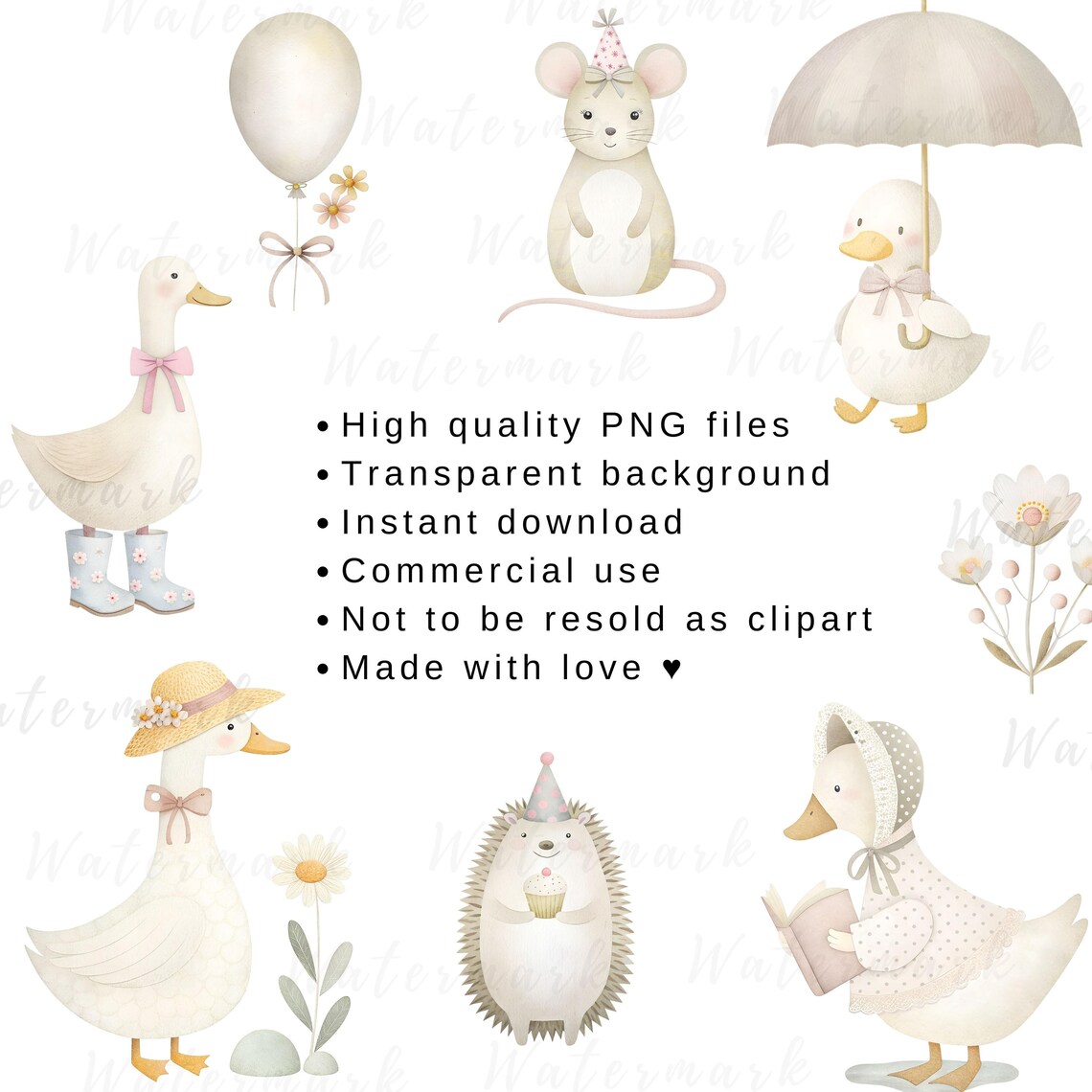 Silly Goose Clipart Spring Vintage Cottagecore Whimsical Cute ...