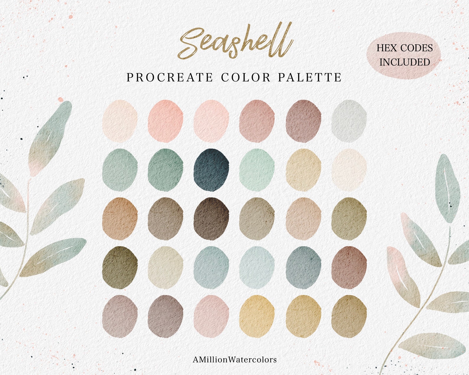 Pastel Procreate Color Palette Boho Seashell Floral Pink Beige Brown ...