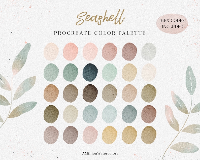 Pastel Procreate Color Palette Boho Seashell Floral Pink Beige Brown ...