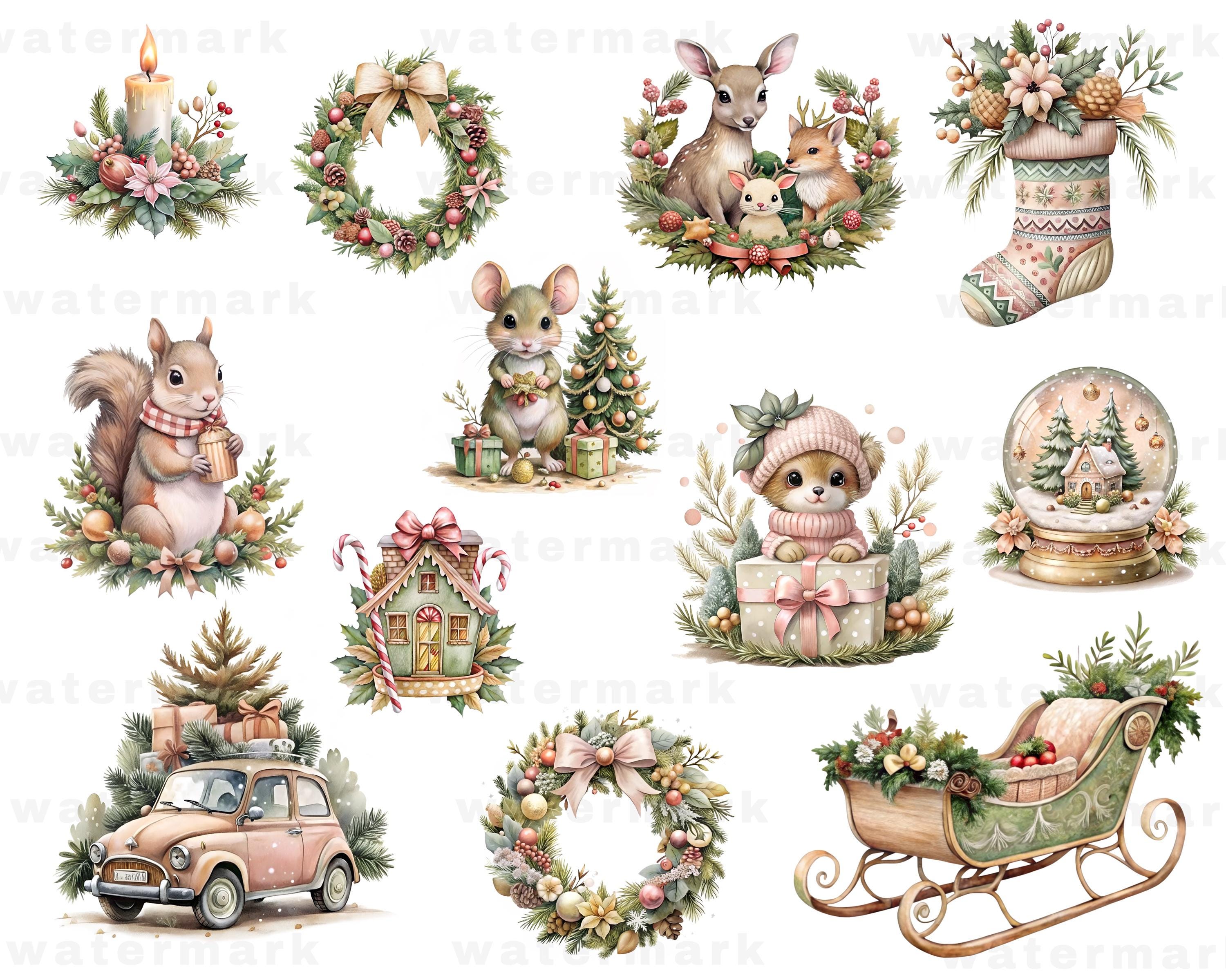 Winter Clipart, Christmas Watercolor Clip Art, Christmas Clipart ...