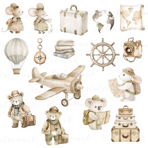 Animal Traveler Clipart, Cute Animals PNG, Watercolor Animals ...