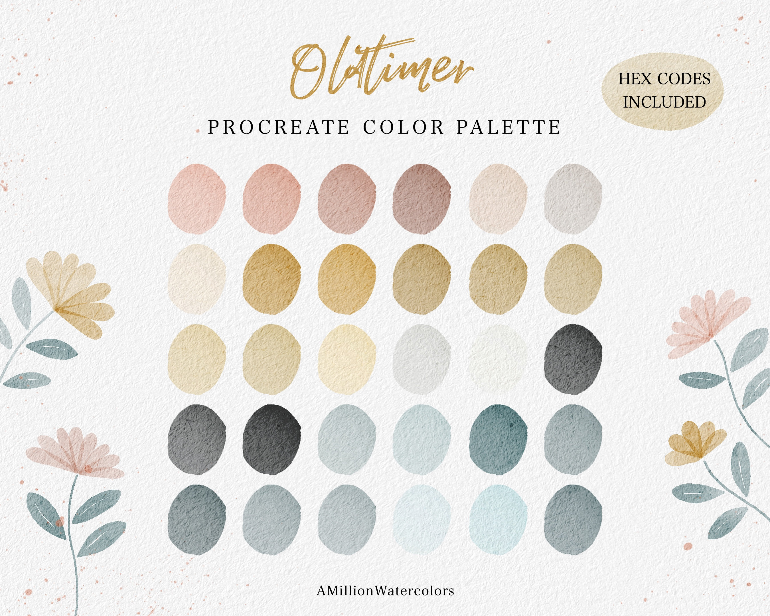 Vintage Procreate Color Palette Gallery Boho Color Scheme Watercolor ...
