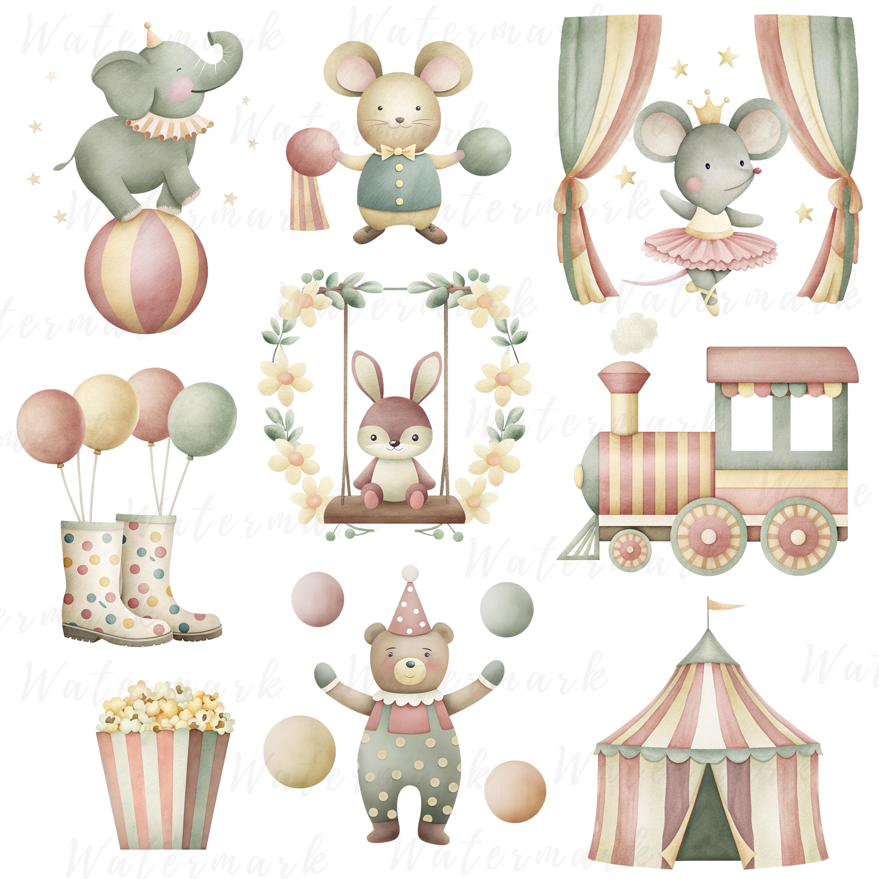 Circus Clipart Bundle Carnival PNG Vintage Circus Animals Birthday Clip ...