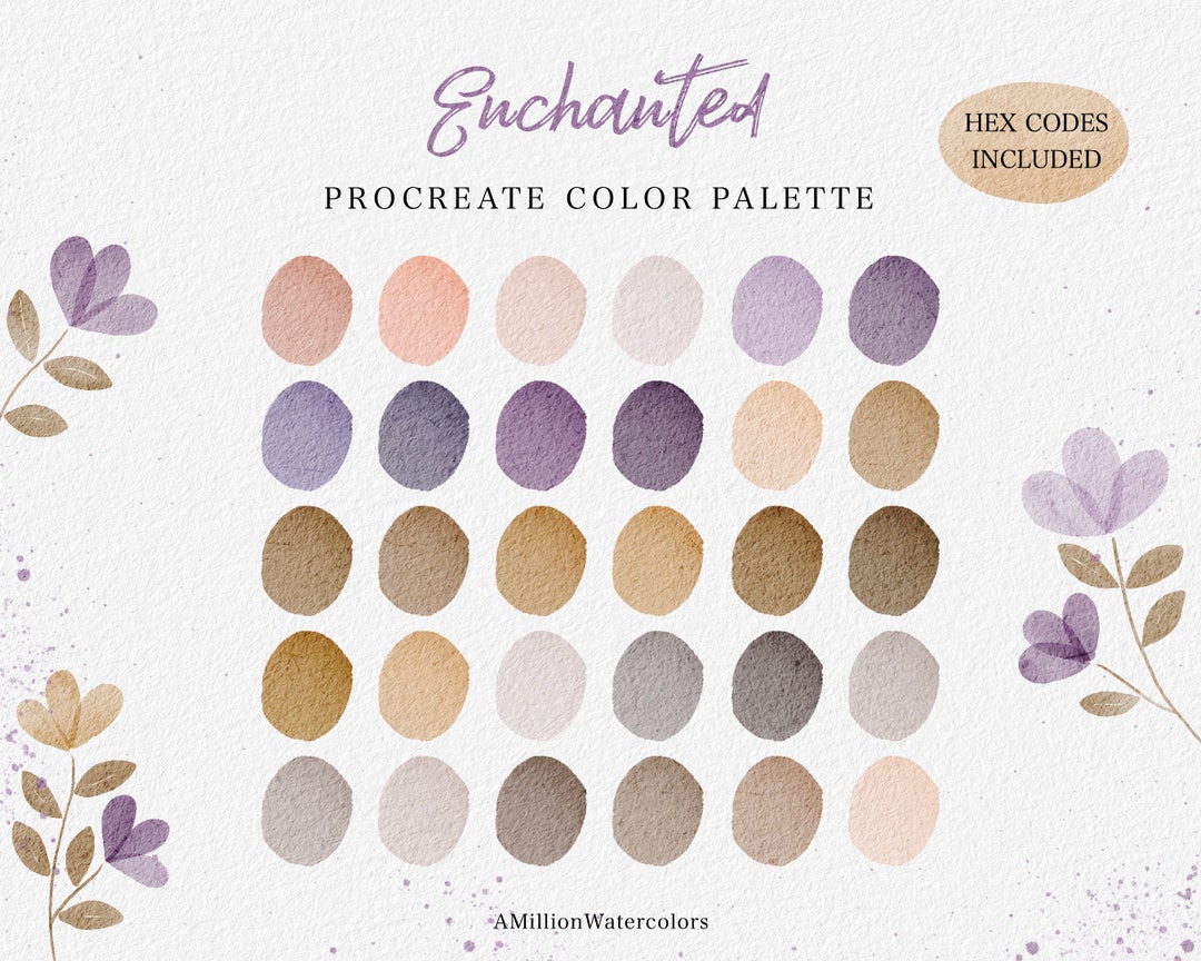 Purple Procreate Color Palette Watercolor Procreate Bundle Yellow ...