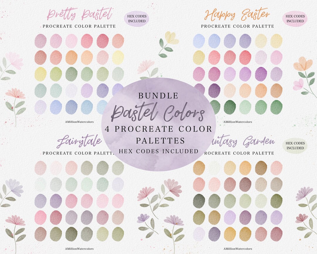 Pastel Procreate Color Palette Spring Bundle Pink Green Colors iPad ...
