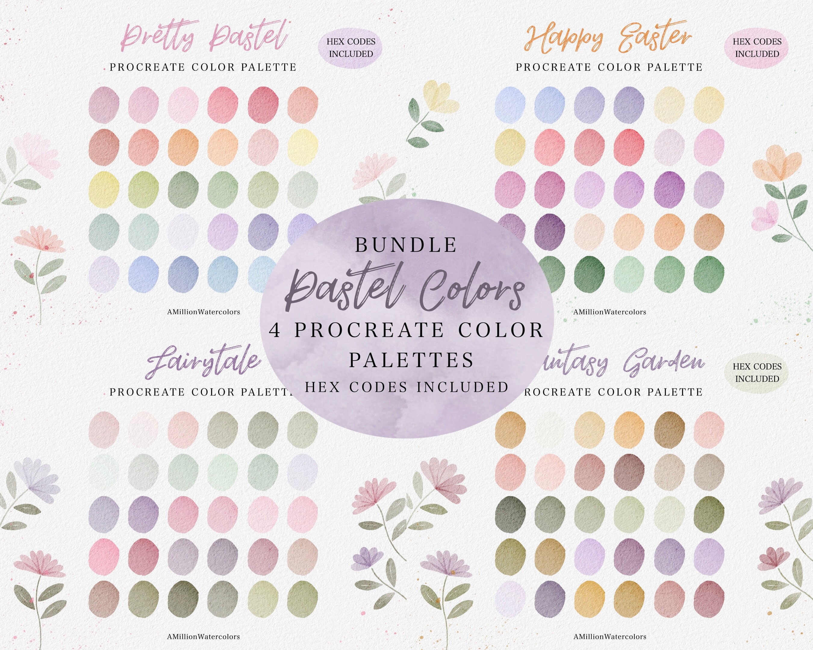 Pastel Procreate Color Palette Spring Bundle Pink Green Colors iPad ...