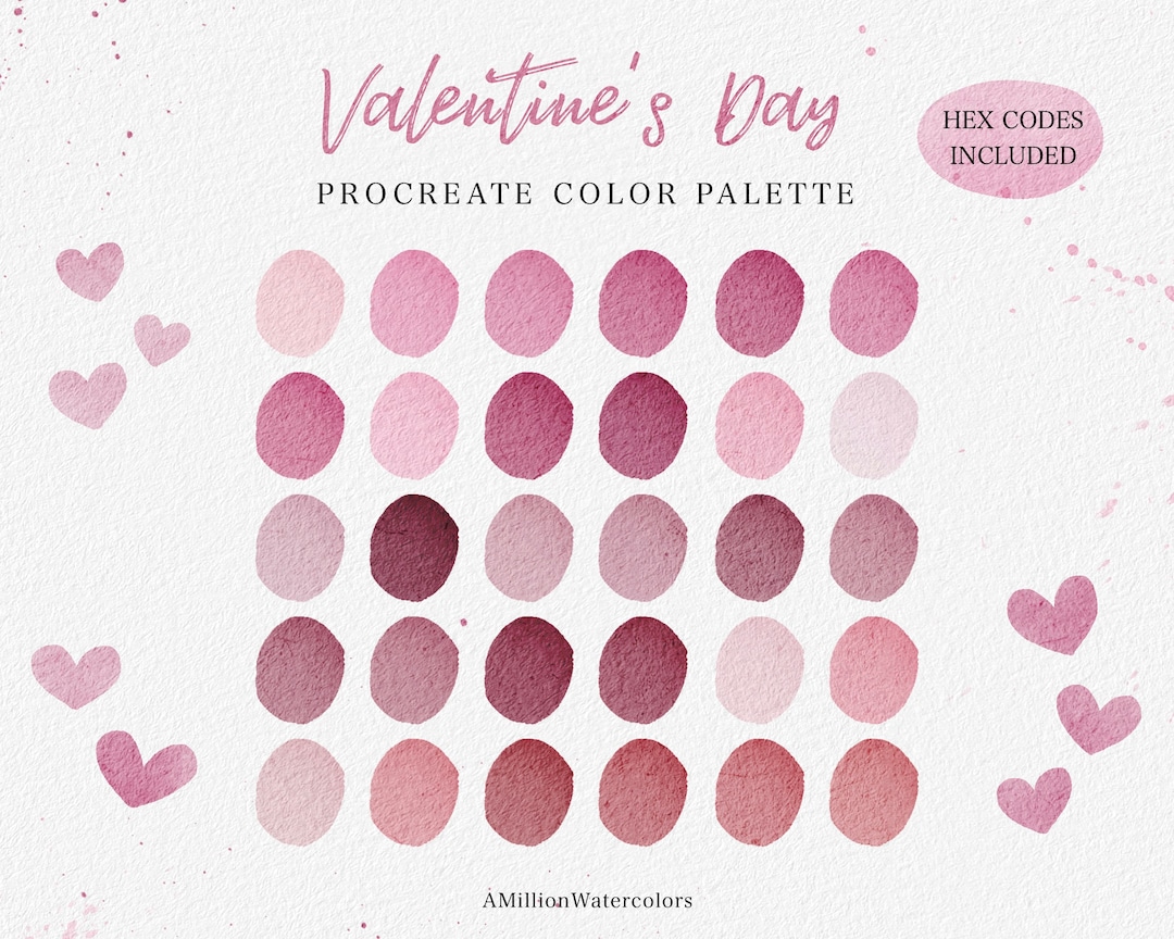Valentines Day Procreate Color Palette Pink Red Love Color Scheme iPad ...