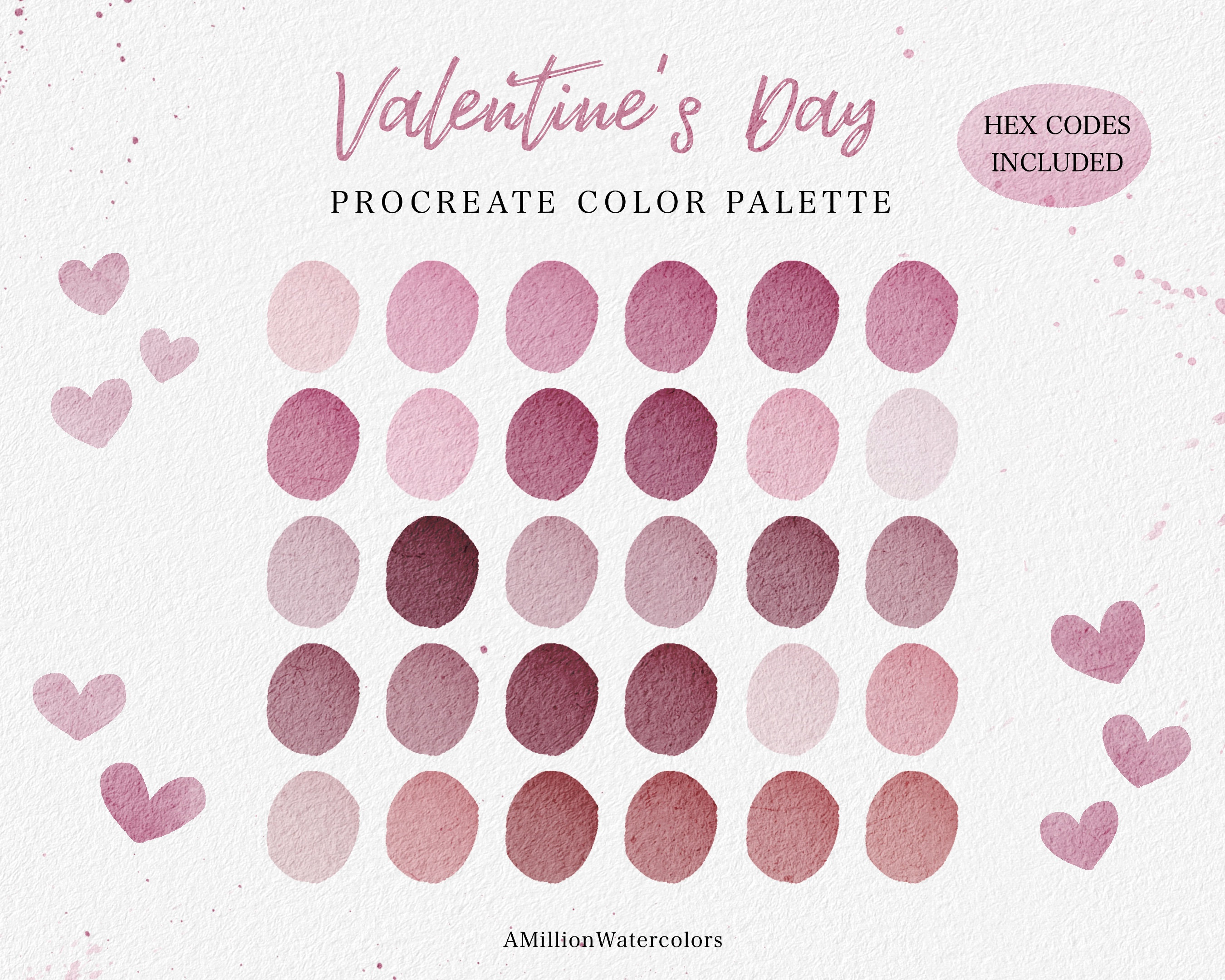 Valentines Day Procreate Color Palette Pink Red Love Color Scheme iPad ...