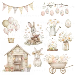 Easter Clipart Watercolor, Country Easter Clipart, Easter Basket ...
