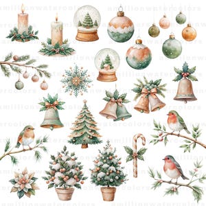 Winter Clipart, Christmas Watercolor Clip Art, Christmas Clipart ...