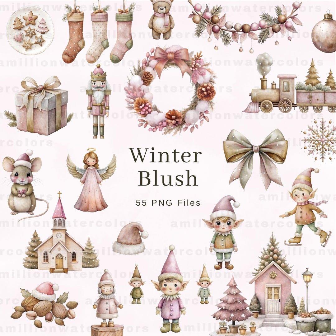 Winter Clipart, Christmas Watercolor Clip Art, Christmas Clipart ...