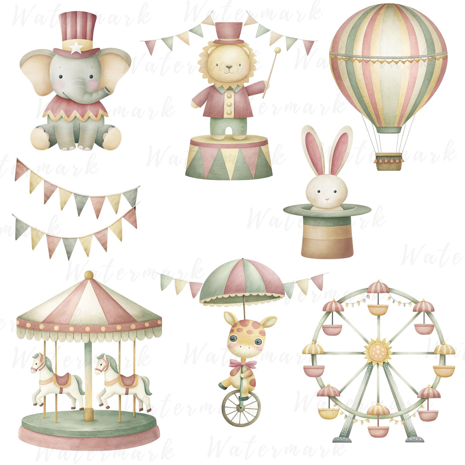 Circus Clipart Bundle Carnival PNG Vintage Circus Animals Birthday Clip ...