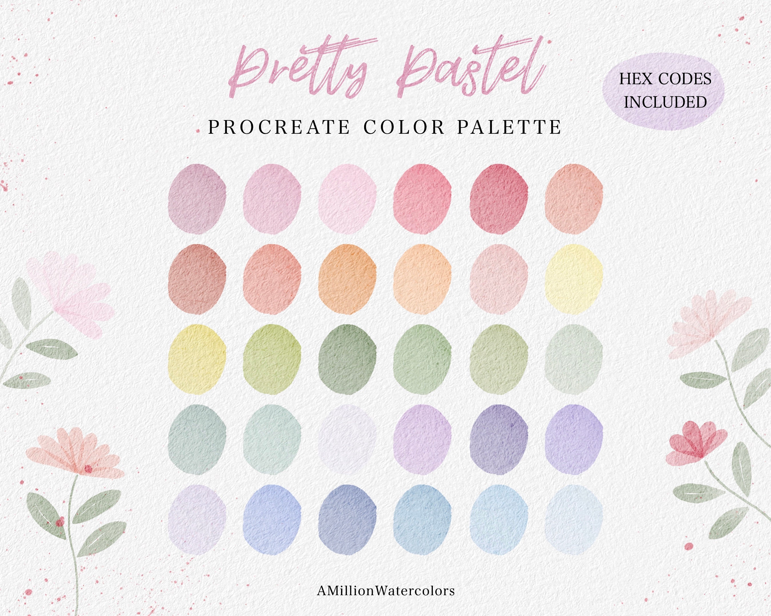Pastel Procreate Color Palette Spring Bundle Pink Green Colors iPad ...