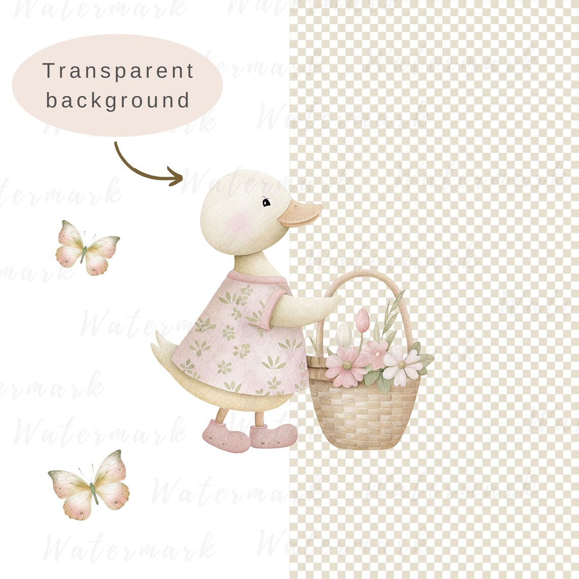 Silly Goose Clipart Spring Vintage Cottagecore Whimsical Cute ...