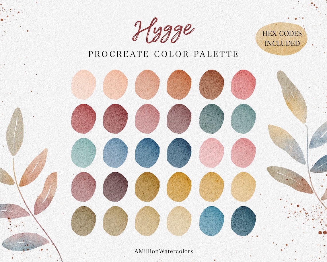 Hygge Procreate Color Palette Boho Color Bundle Vintage Watercolor ...
