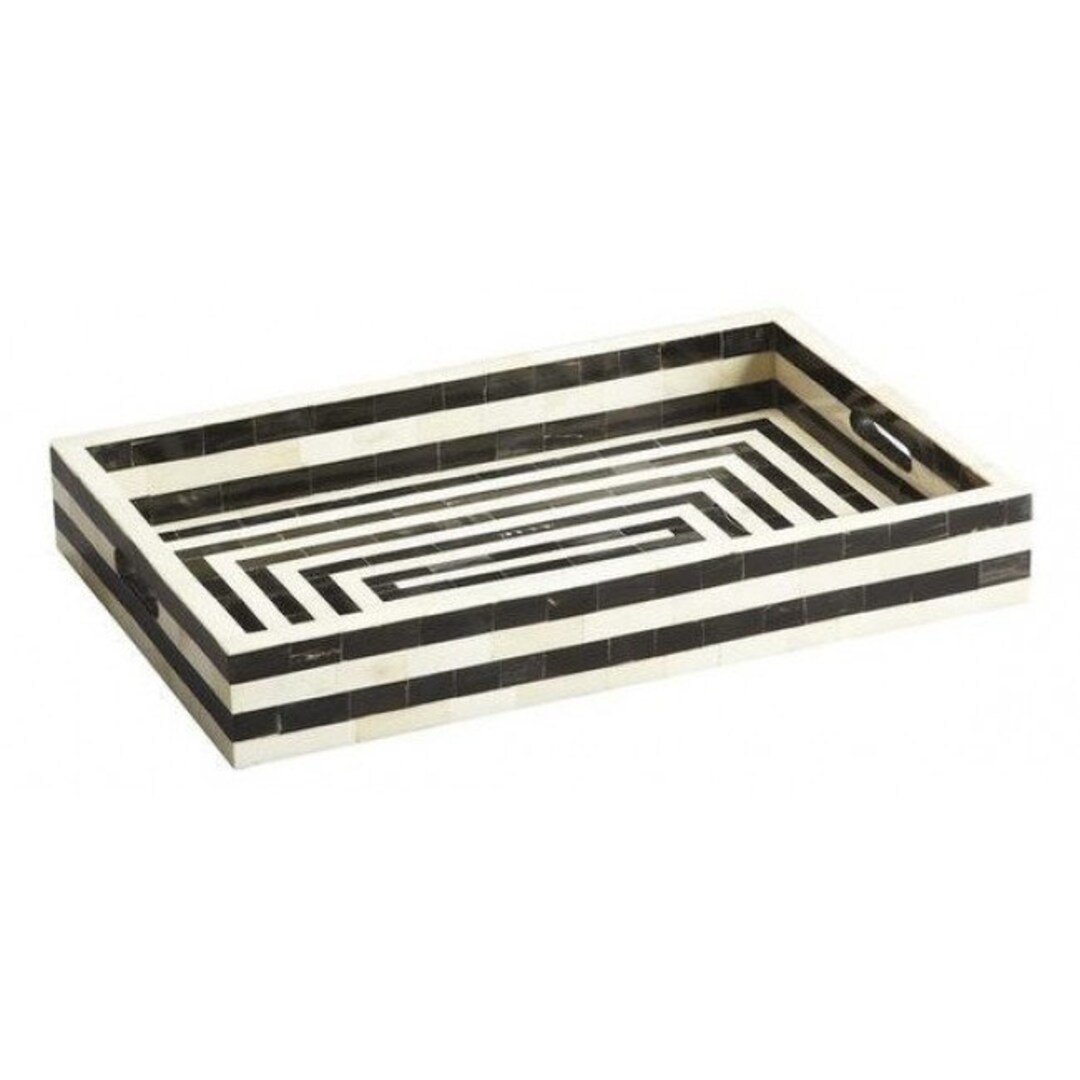 Rectangular White & Black Pattern Handmade Bone Inlay Serving - Etsy