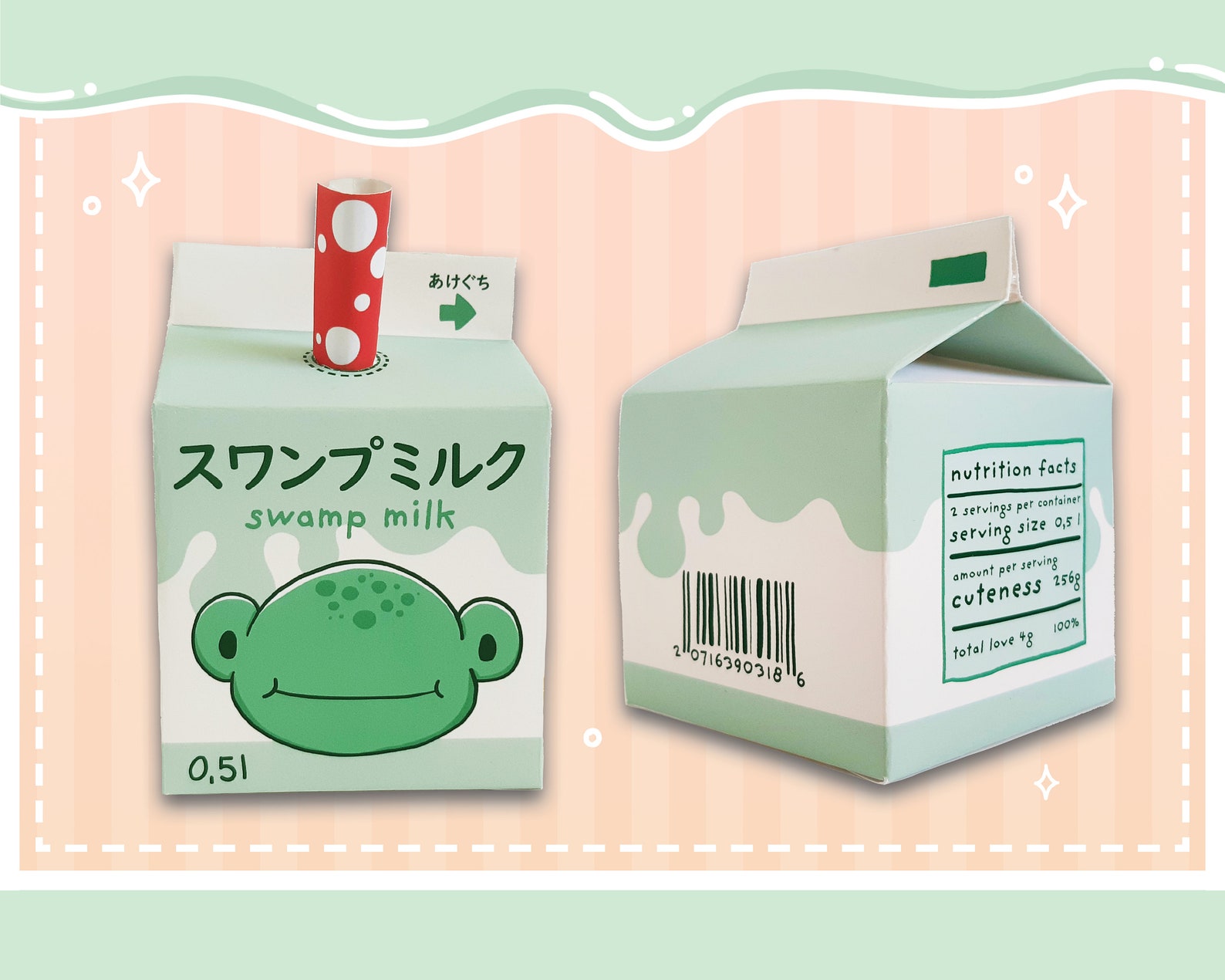 Cute Frog Milk Carton Papercraft DIY Template Swamp Milk - Etsy