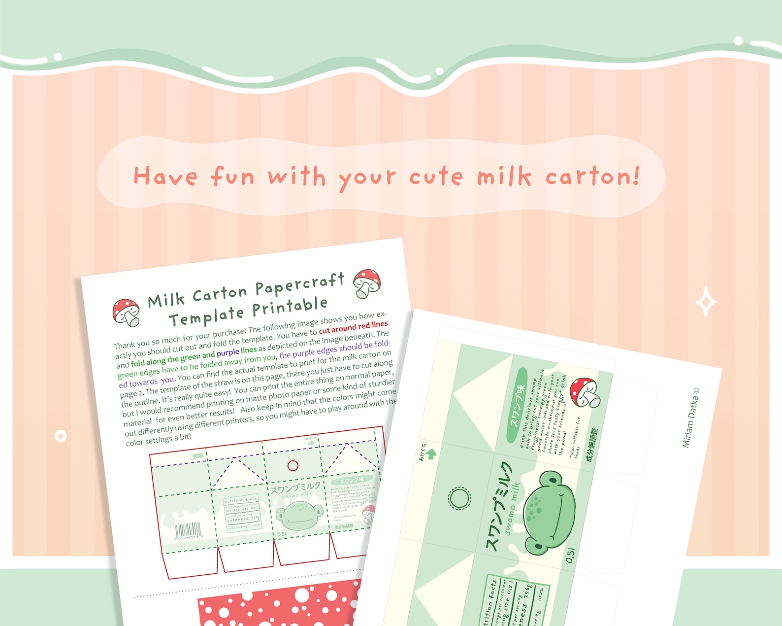 Frog Milk Carton Papercraft Template (PDF Download) - Etsy