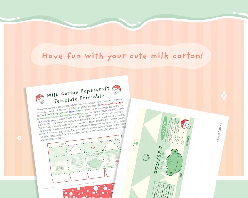 Frog Milk Carton Papercraft Template (PDF Download) - Etsy