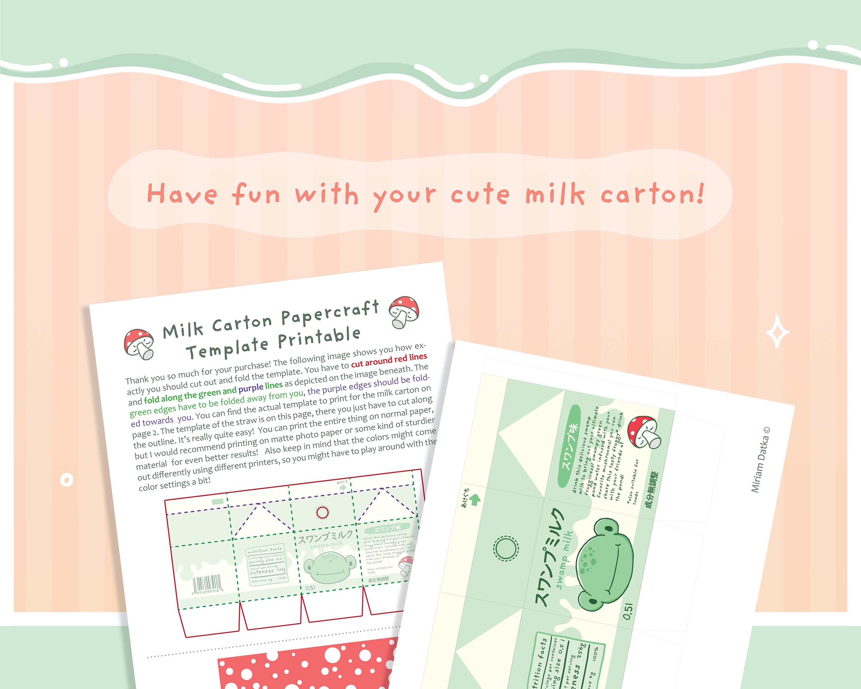 Cute Frog Milk Carton Papercraft DIY Template Swamp Milk - Etsy