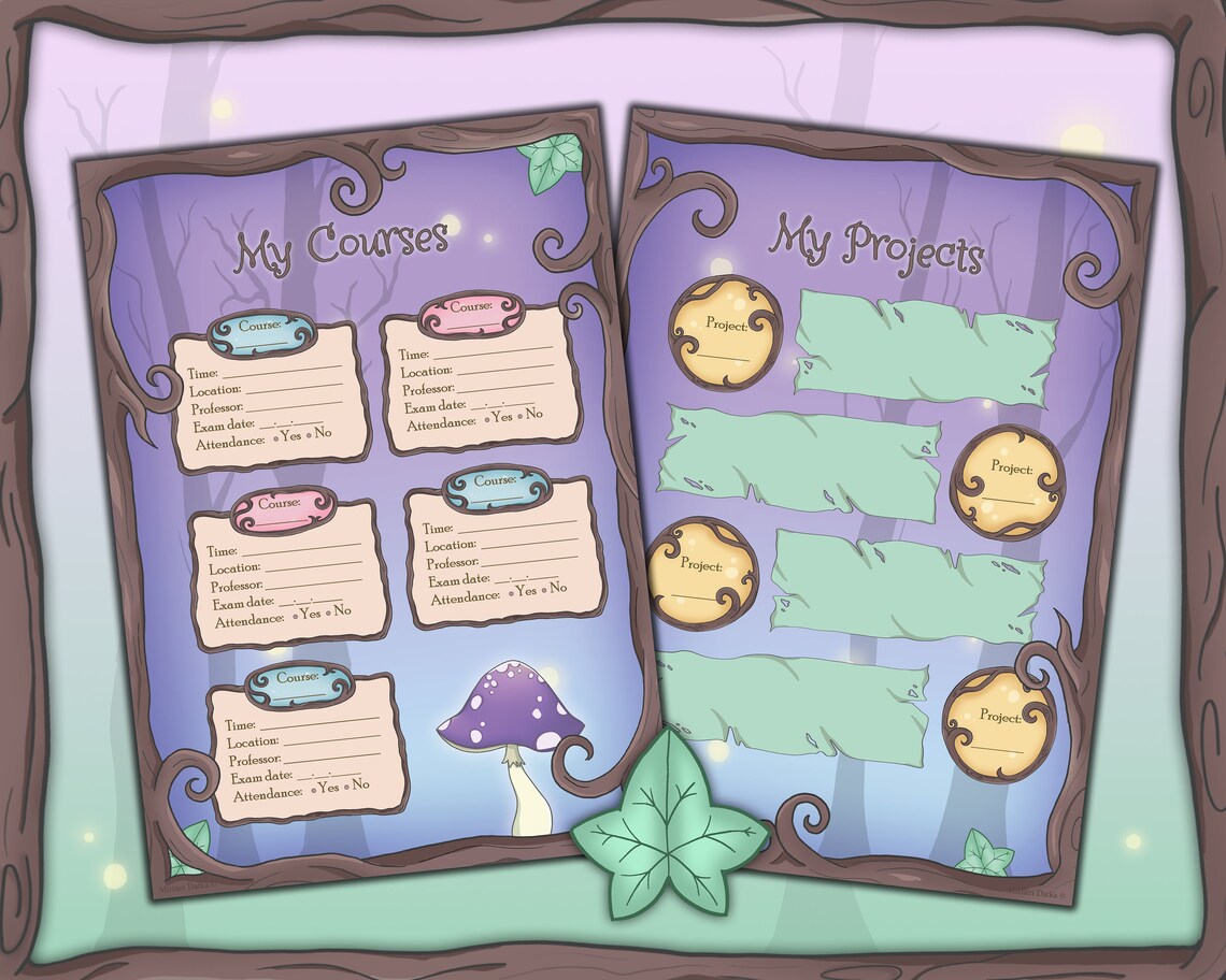 Enchanted Forest Study Planner Printable A4 PDF Organizer for School ...