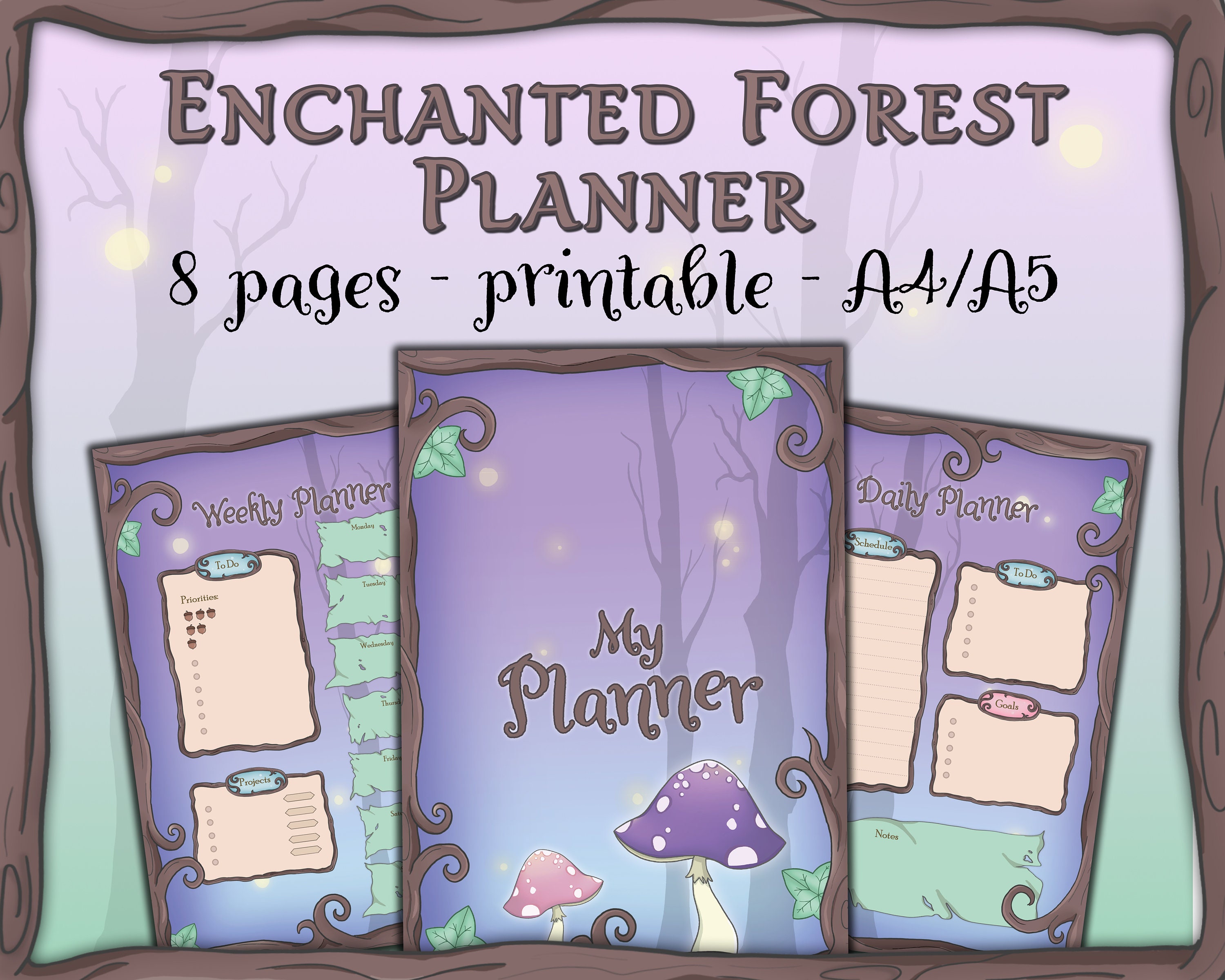 Enchanted Forest Planner Printable A4 PDF - Etsy UK