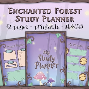 Enchanted Forest Study Planner Printable A4 PDF Organizer for School ...