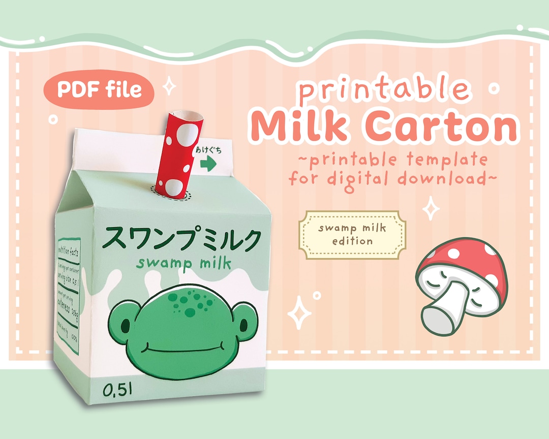 Cute Frog Milk Carton Papercraft DIY Template Swamp Milk - Etsy