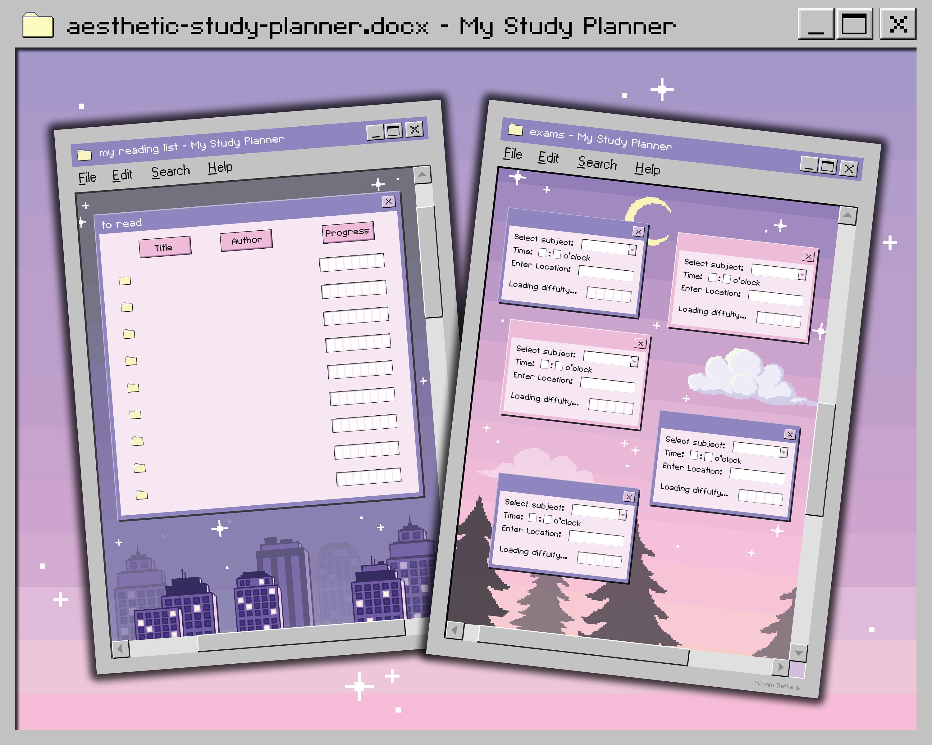 Aesthetic Pixel Study Planner Printable A4 for School and University ...