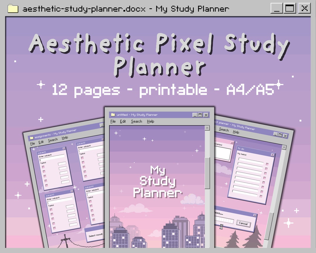 Aesthetic Pixel Study Planner Printable A4 for School and University - Etsy