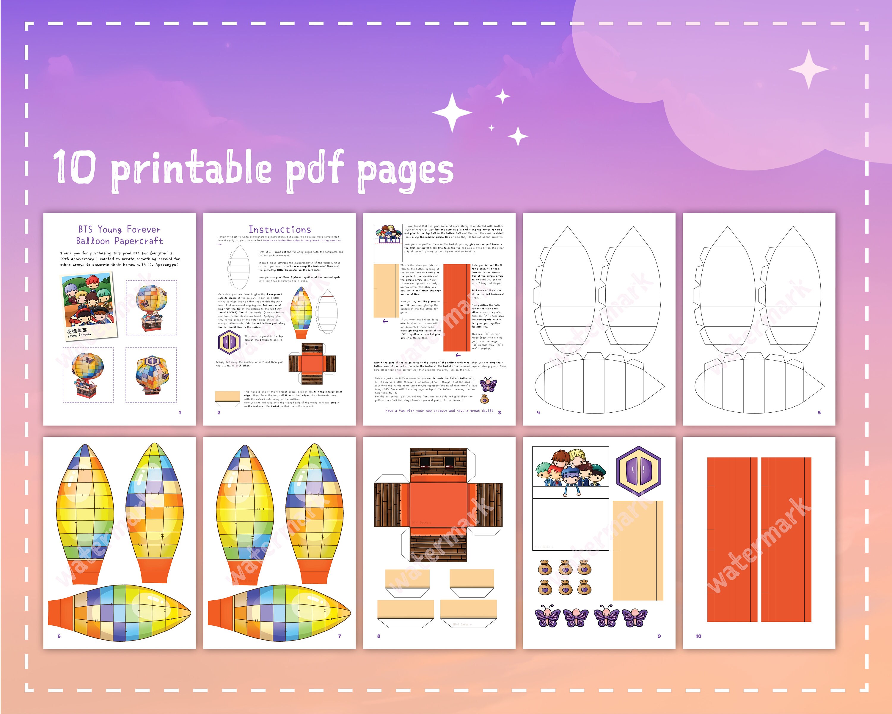 DIY BTS Balloon Papercraft Template Digital Download - Etsy Australia