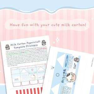 Cute Milk Carton Papercraft DIY Template Cow Kawaii - Etsy