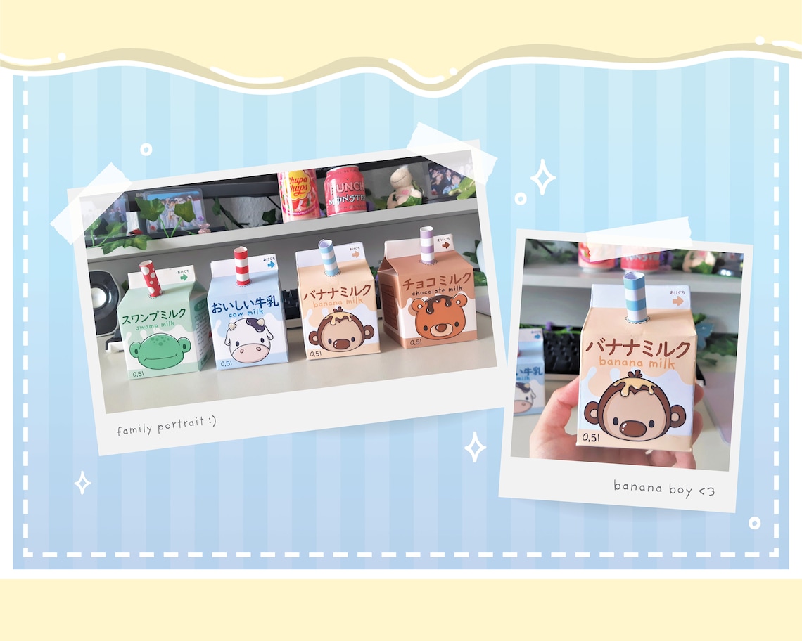 Banana Milk Carton Papercraft Template (PDF Pattern) - Etsy