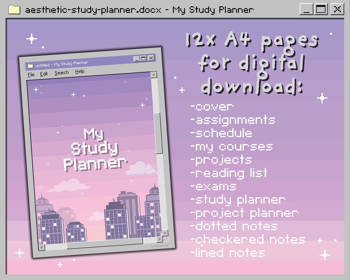 Aesthetic Pixel Study Planner Printable A4 for School and - Etsy UK