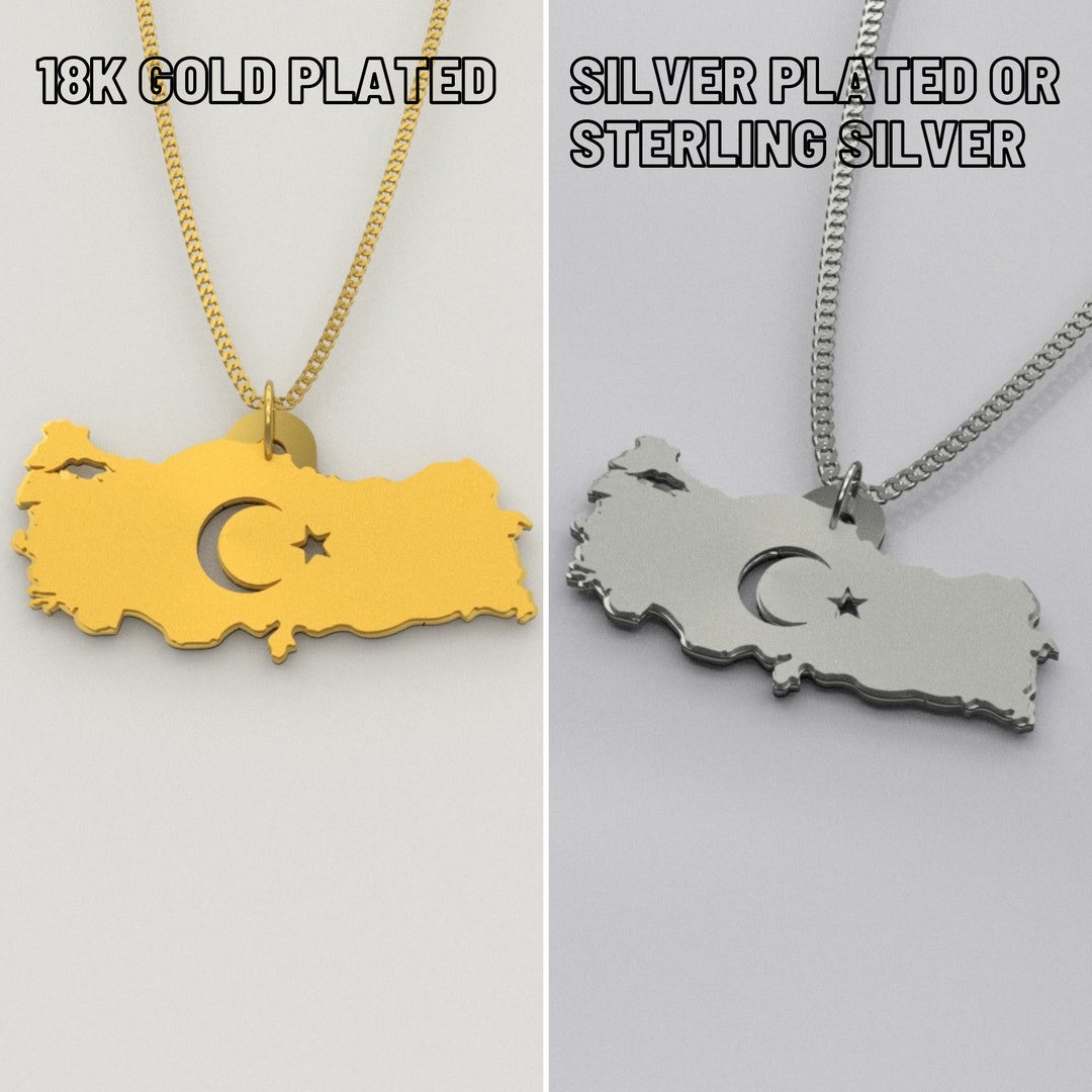 Turkey Necklace, Turkey Map Necklace, Turkey Flag Necklace, Turk ...