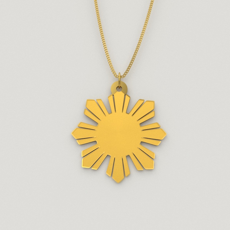 Philippines Golden Sun Necklace Philippines Flag Necklace | Etsy