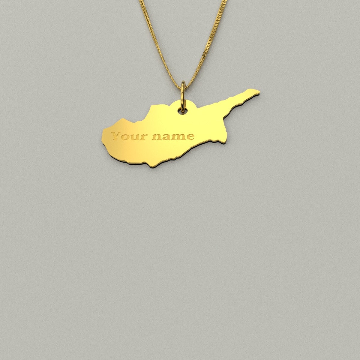 Personalised Custom Engraved Cyprus Map Necklace, Cyprus Flag Pendant ...