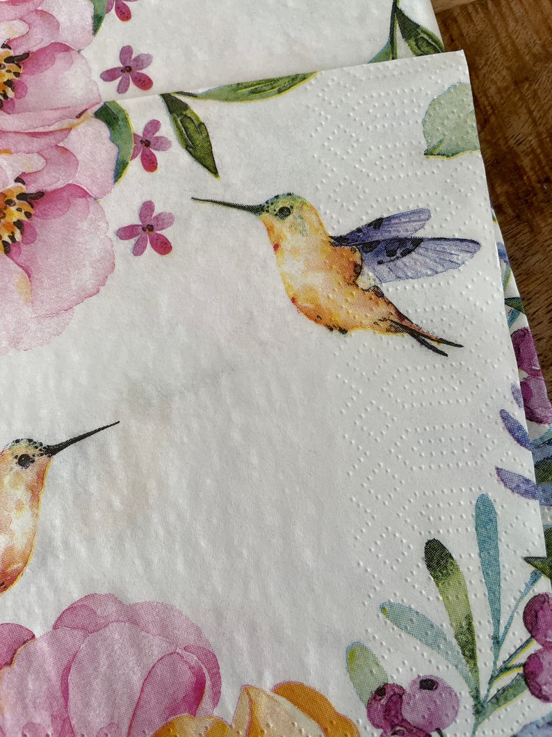 Napkin for Decoupage or Other Projects With Birds and Flowers in Pastel ...
