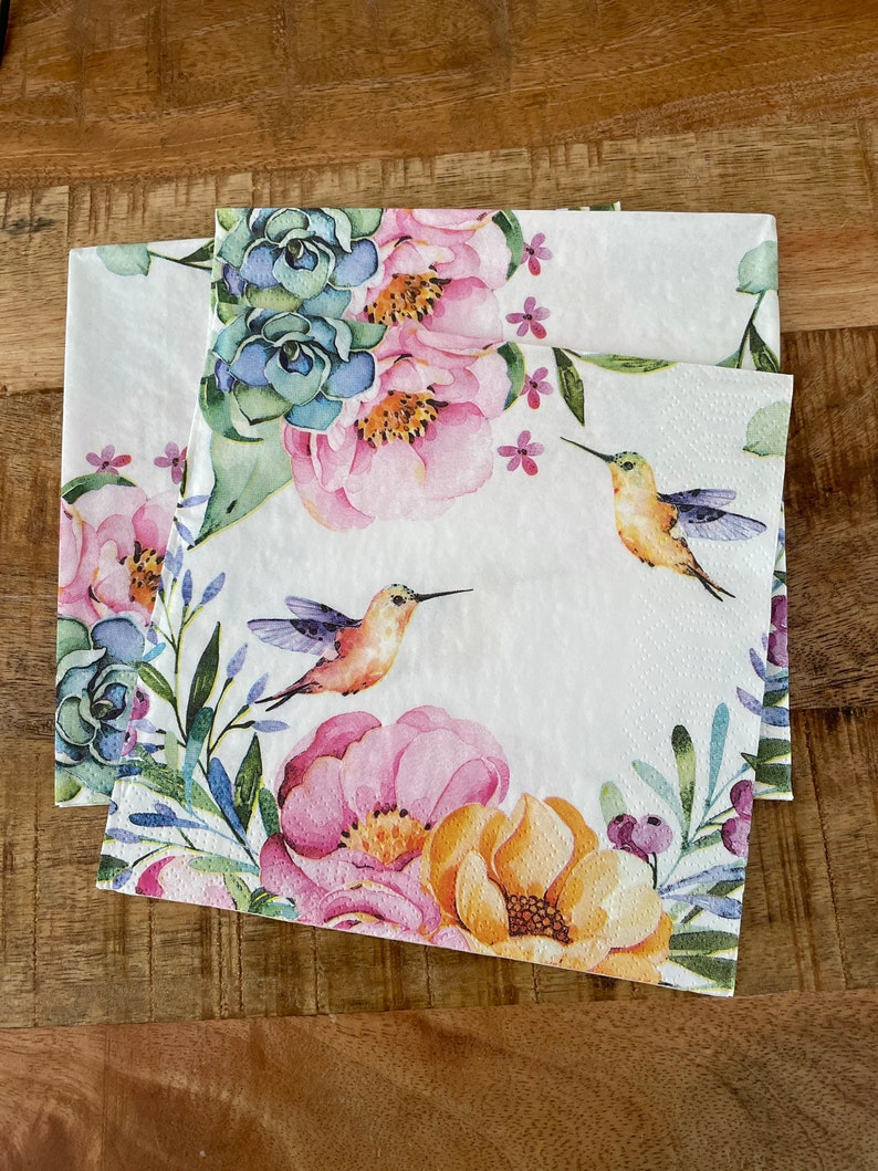 Napkin for Decoupage or Other Projects With Birds and Flowers in Pastel ...