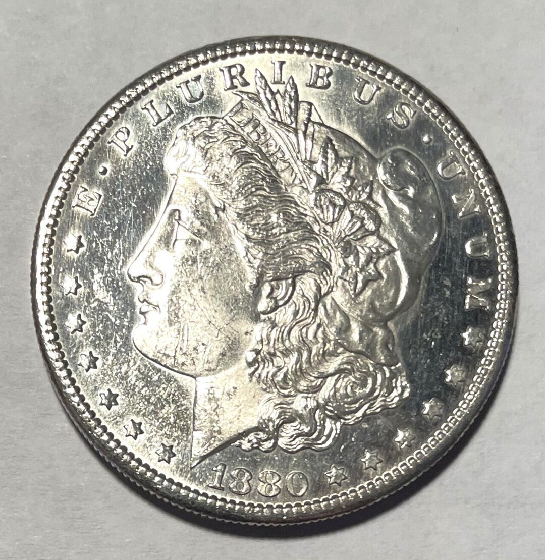 1880-S DEEP MIRROR Proof-like About Uncirculated Morgan Silver Dollar ...